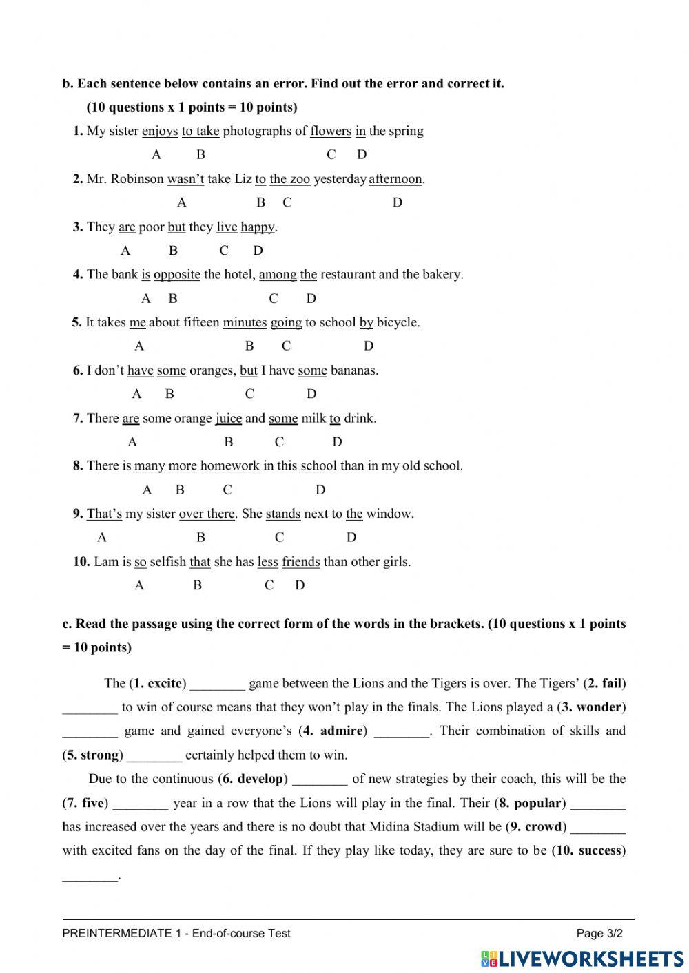 English Practice online exercise for 6 | Live Worksheets