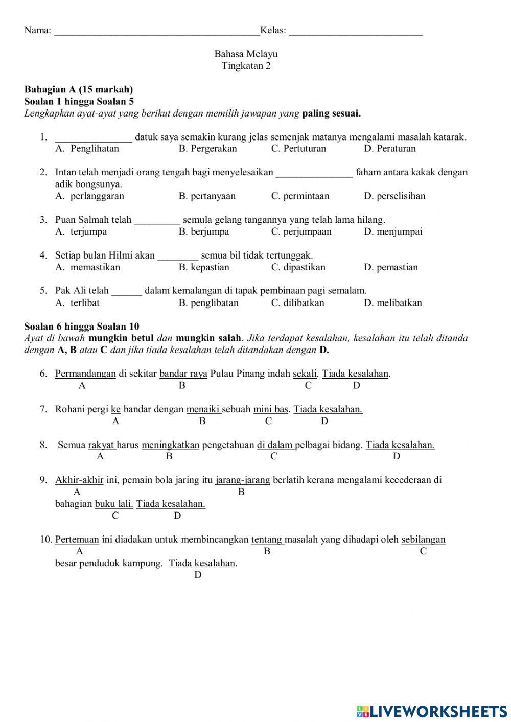 3550489 | SOALAN PENTAKSIRAN BM TINGKATAN 2 | Cikgu_Yami