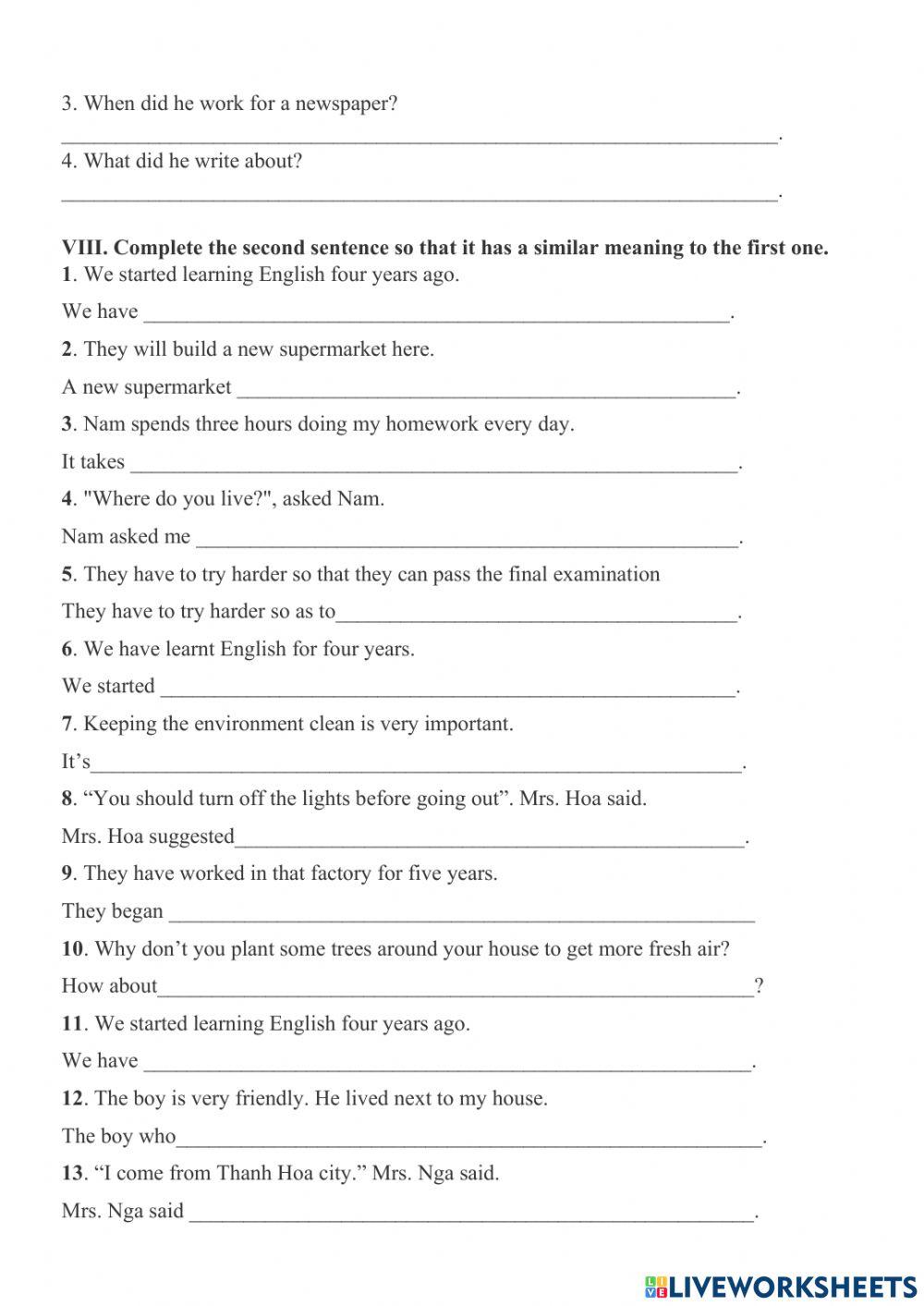 Grade 9 - Unit 9 interactive worksheet | Live Worksheets