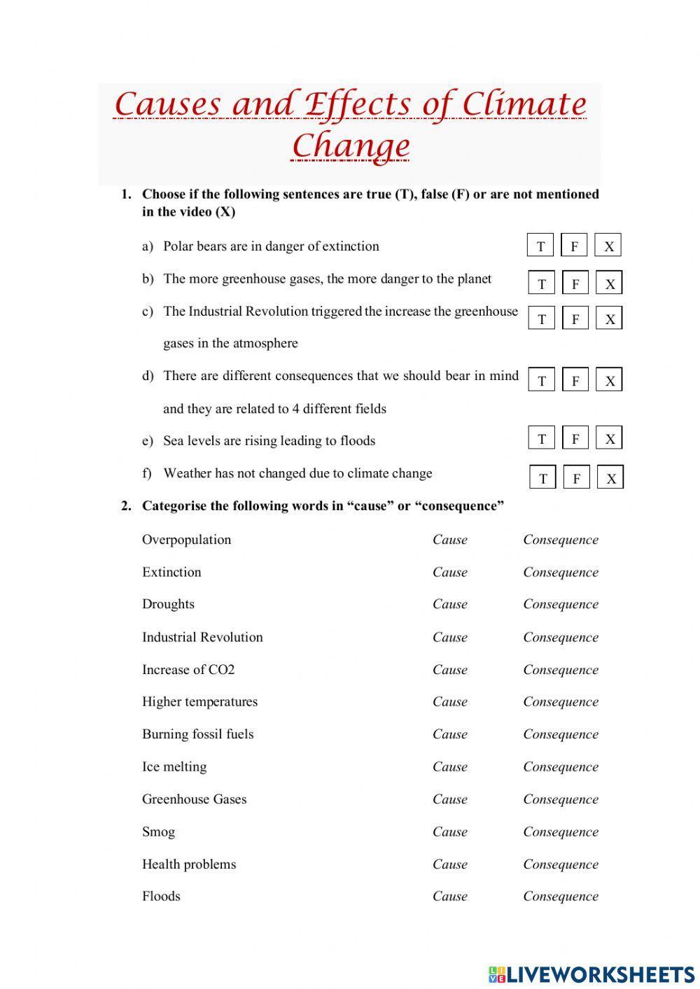 Climate change:… | Free Interactive Worksheets | 1882402