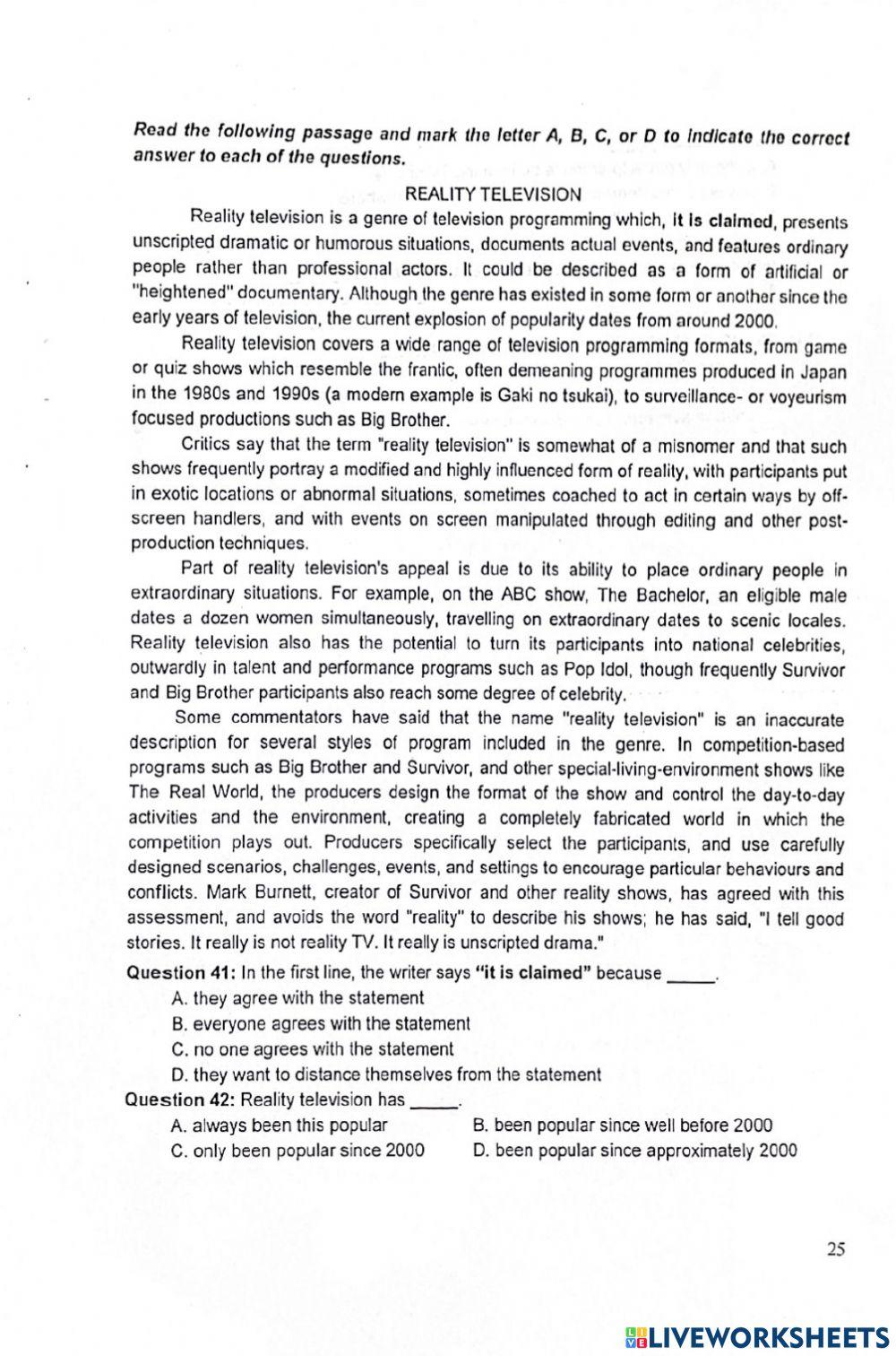 Practice test 4 - CNN (13) worksheet | Live Worksheets