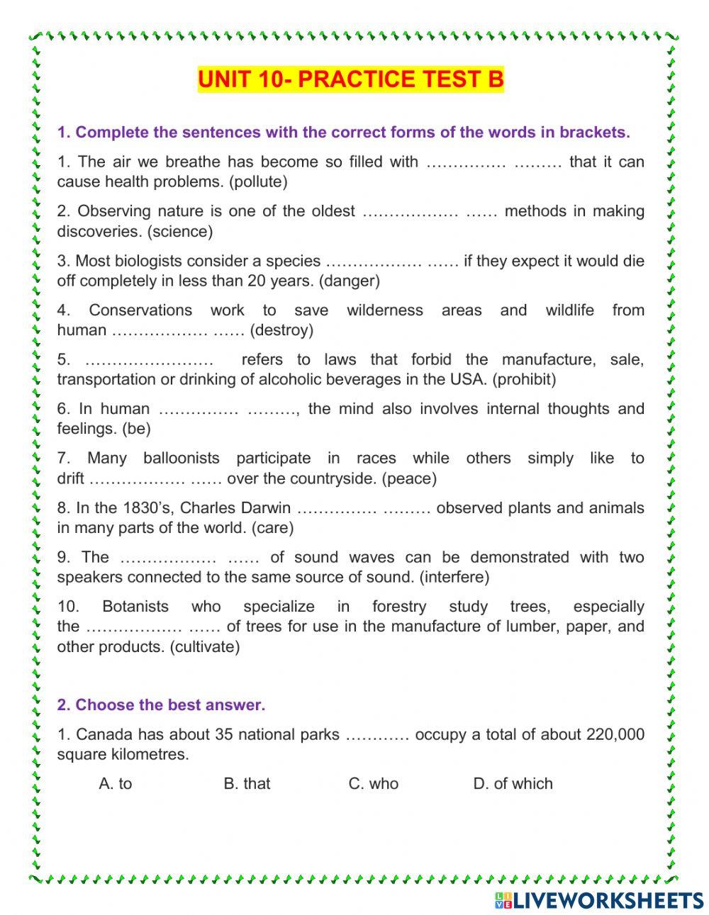 11- u10- pr B worksheet | Live Worksheets
