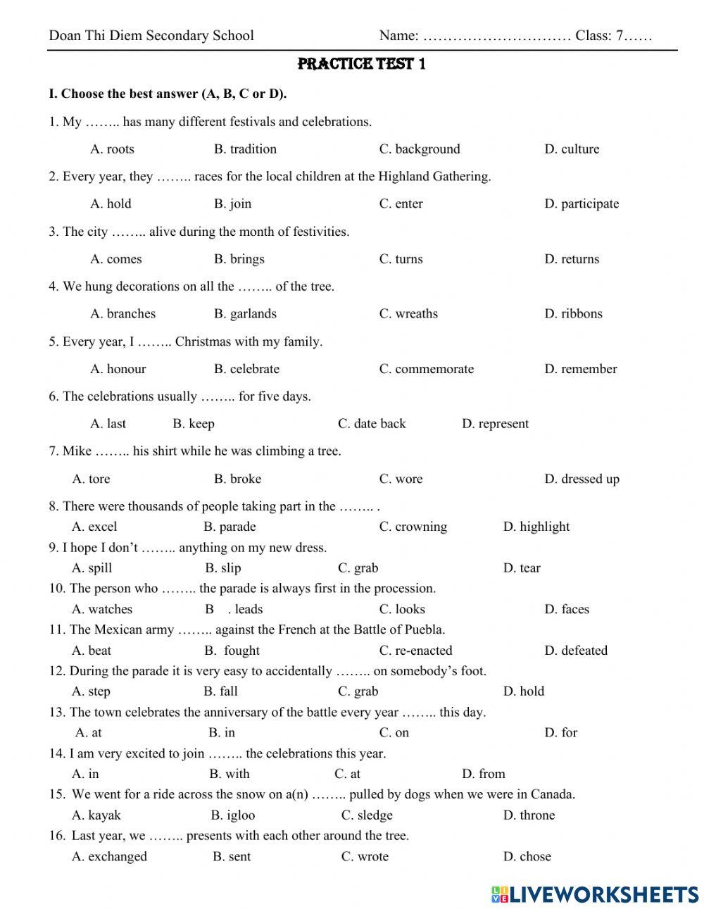 Mid-term Revision 1 interactive worksheet | Live Worksheets