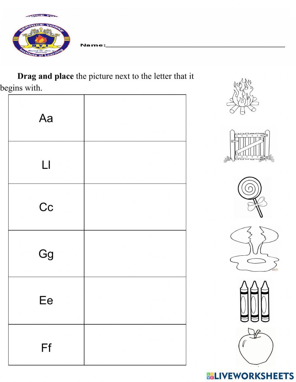 Beginning Sounds online activity for kindergarden | Live Worksheets
