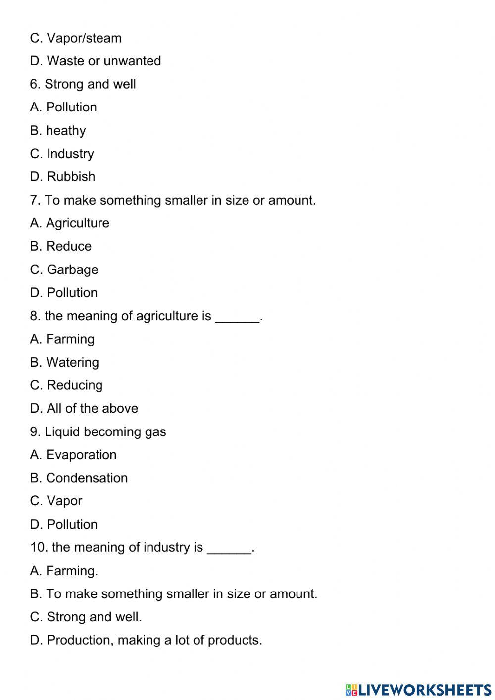 Unit 6 Air around us & vocabulary worksheet 1