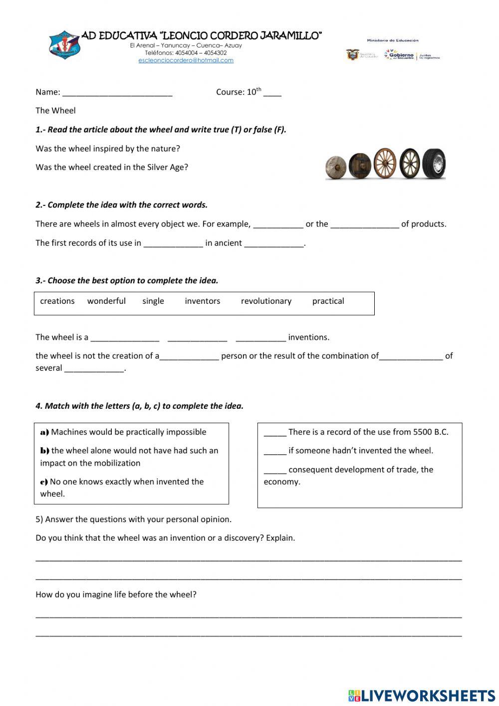 1882839 | The wheel | Jorge Patricio | LiveWorksheets