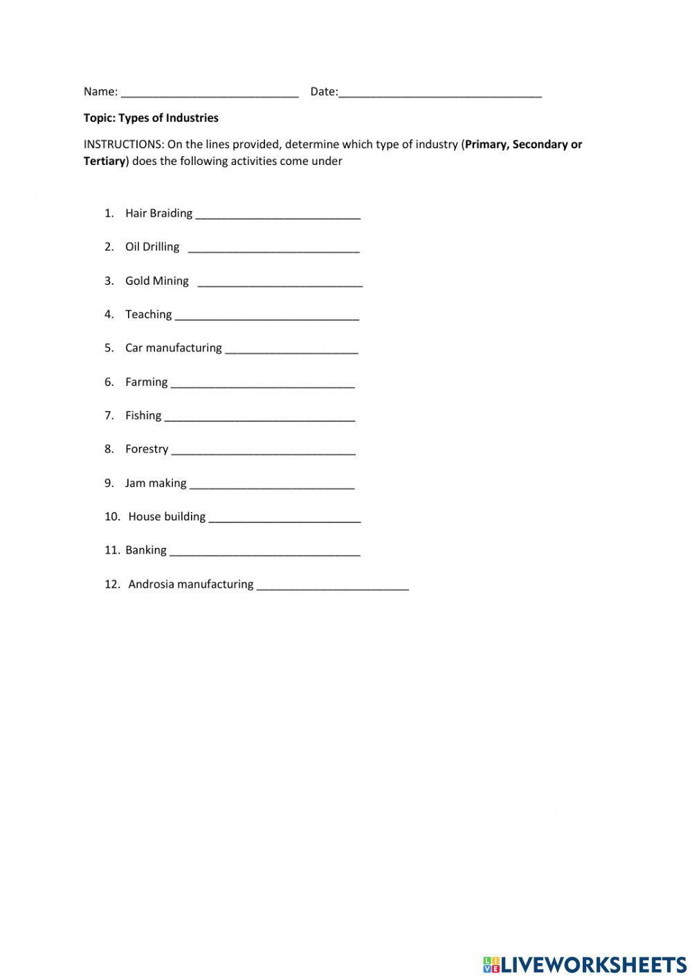 shakera Moncur | TYPES OF INDUSTRIES 5302293