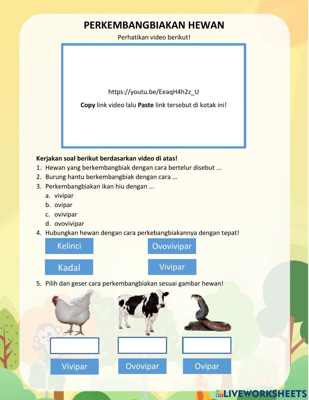 Perkembangbiakan hewan activity for 4 | Live Worksheets