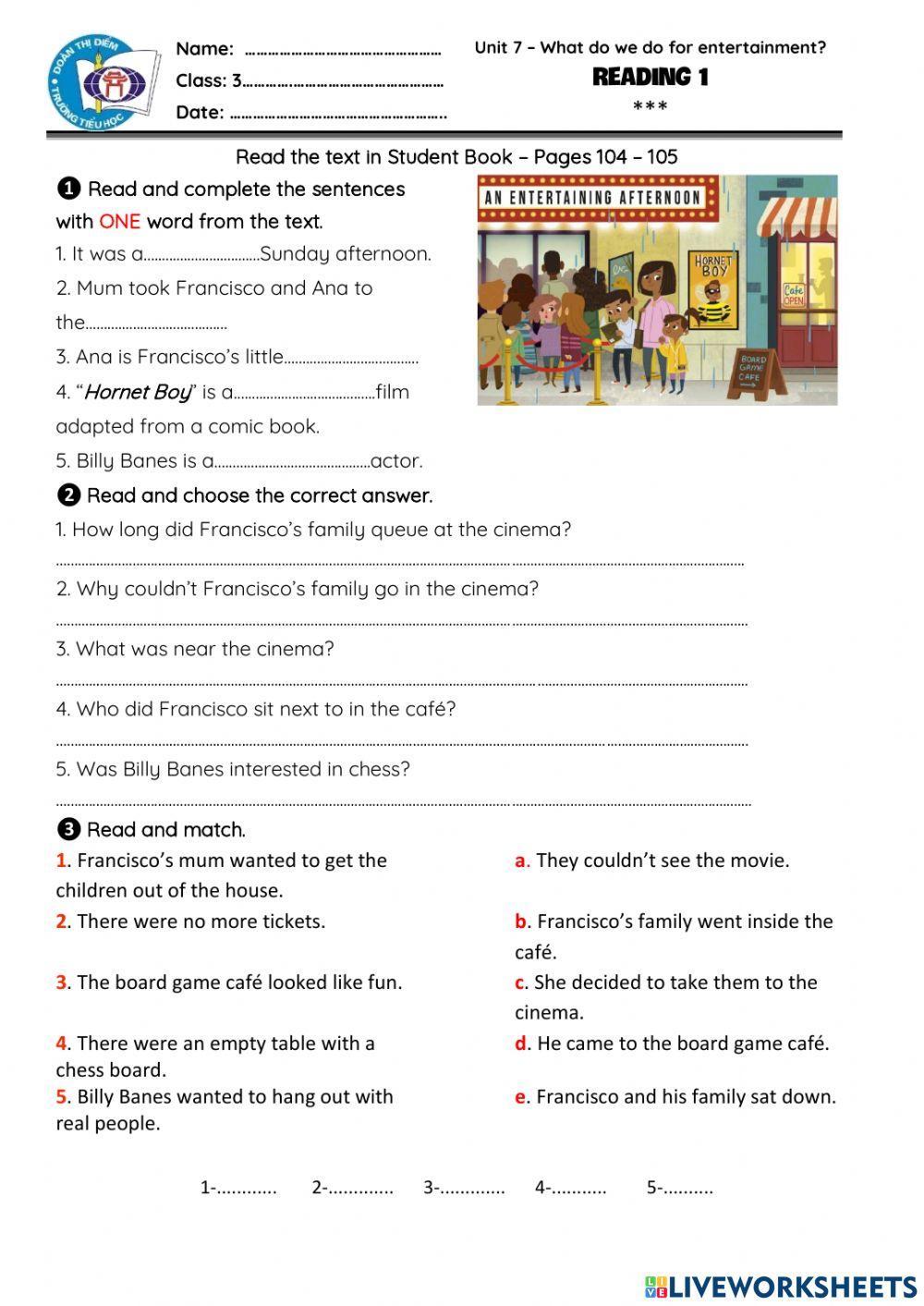 NIK3. Unit 7. Reading 1 worksheet | Live Worksheets