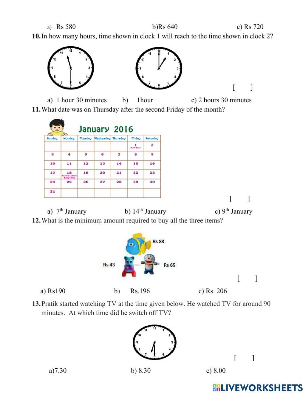 MATH FINAL HOTS REVISION WS(22-23) online exercise for | Live Worksheets