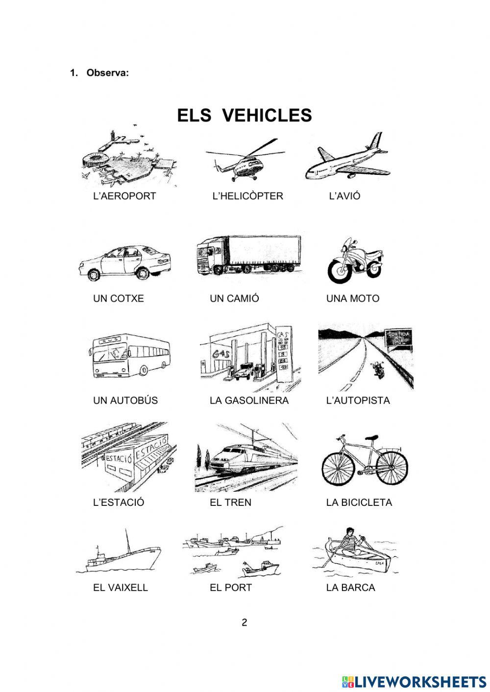 Vehicles | Free Interactive Worksheets | 1884338