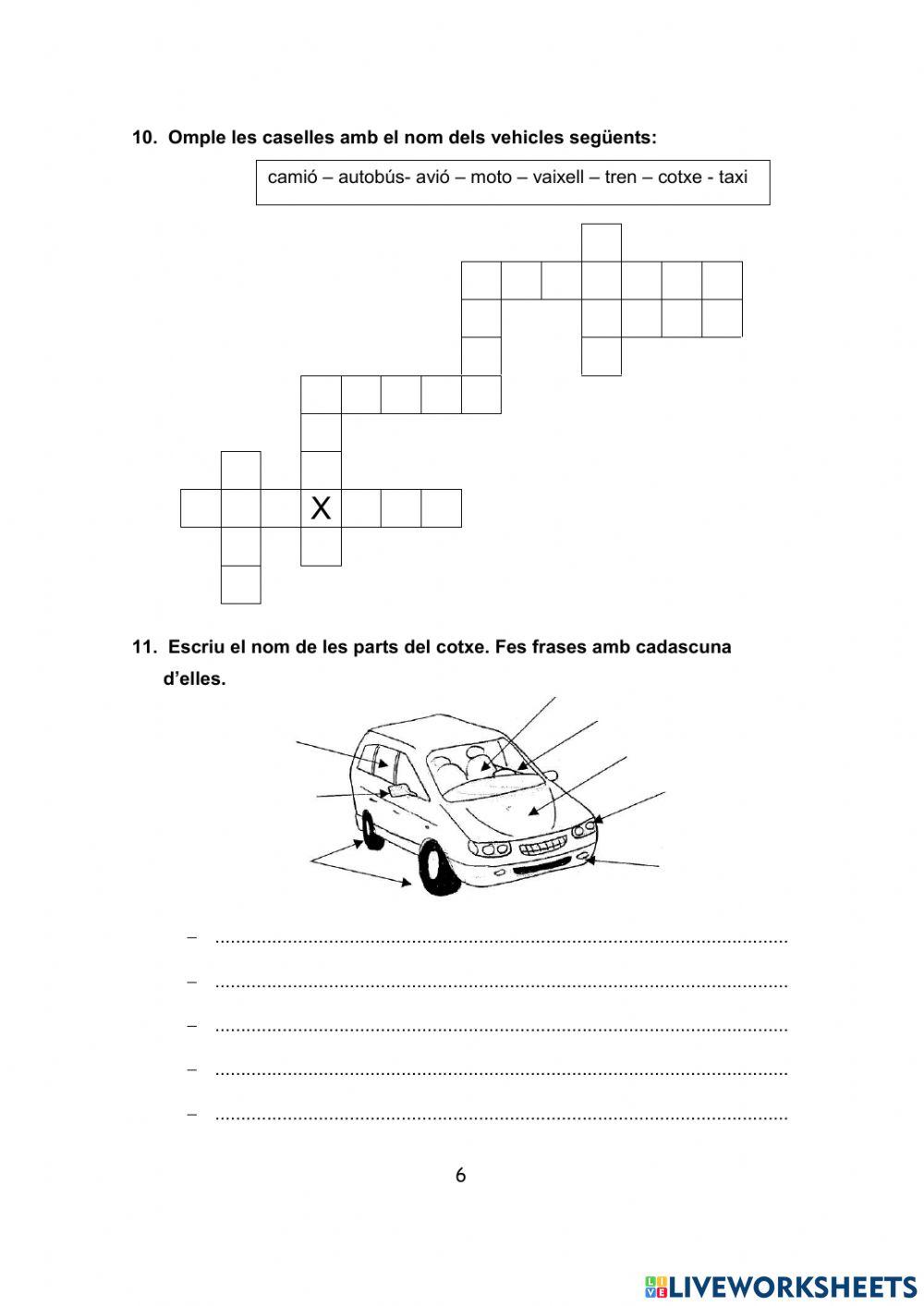 Vehicles | Free Interactive Worksheets | 1884338