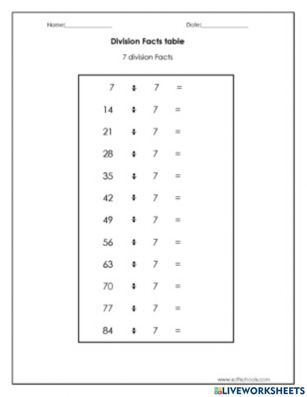 5302483 | Divide by 7 | Farida5110601 | LiveWorksheets