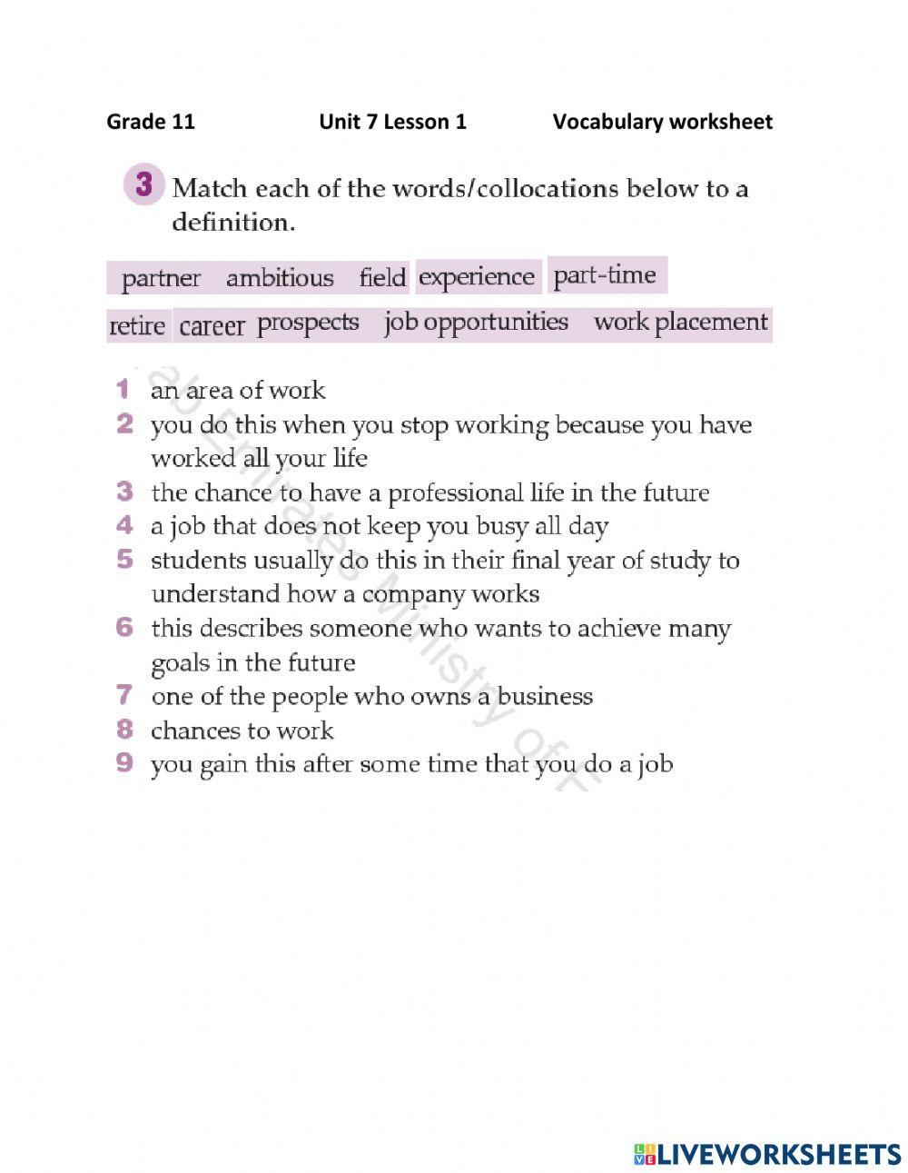 Entrepreneur Vocabulary worksheet | Live Worksheets