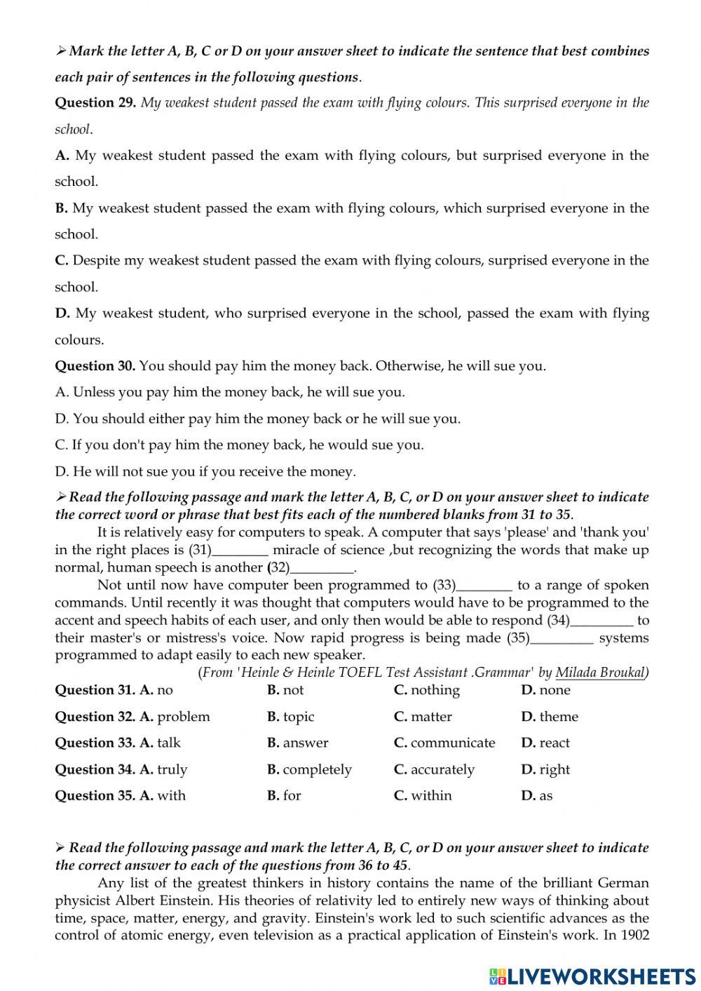 Test 209 cn 1884745 | hanhttt | Live Worksheets