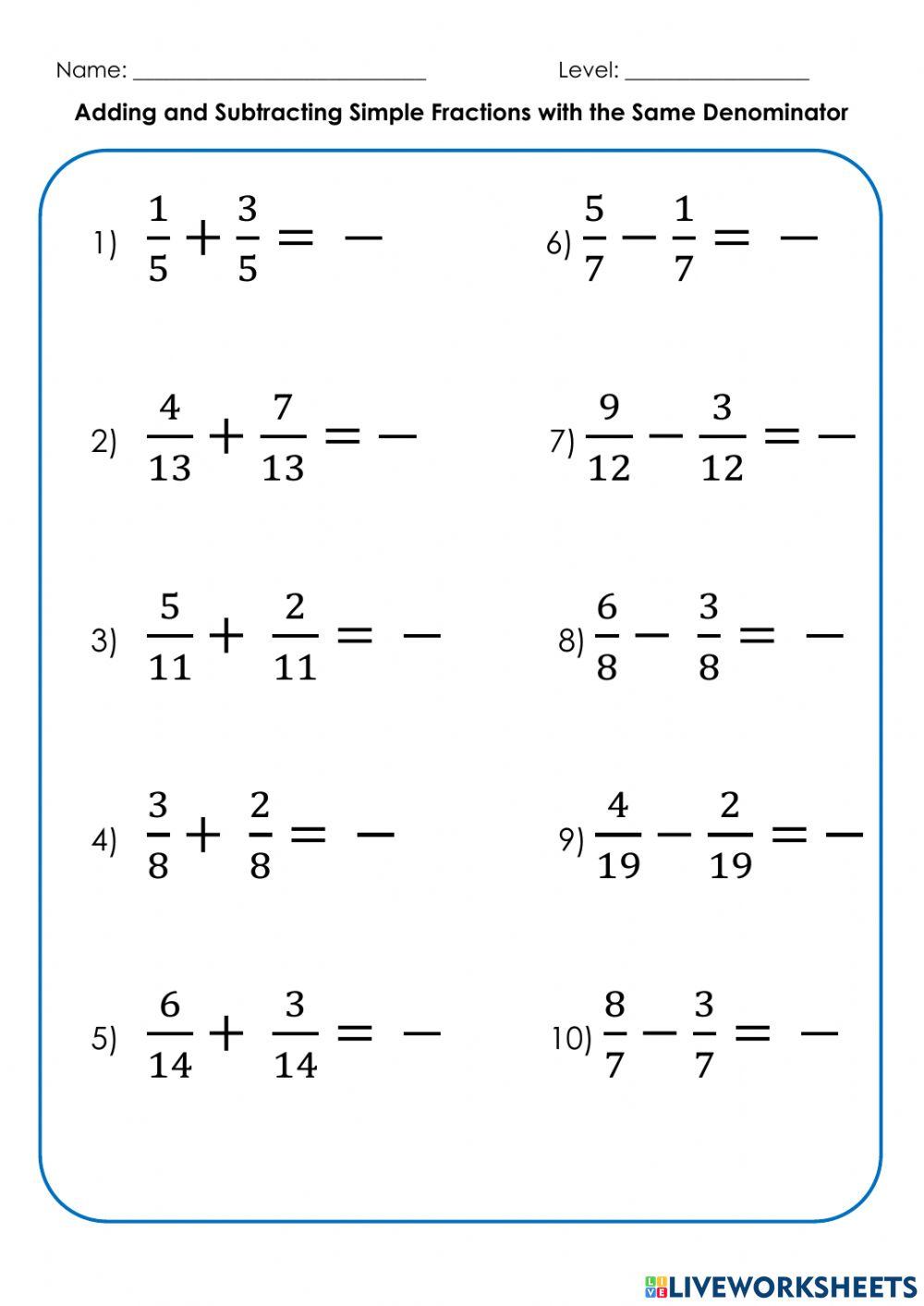 Fractions online exercise for 4 | Live Worksheets