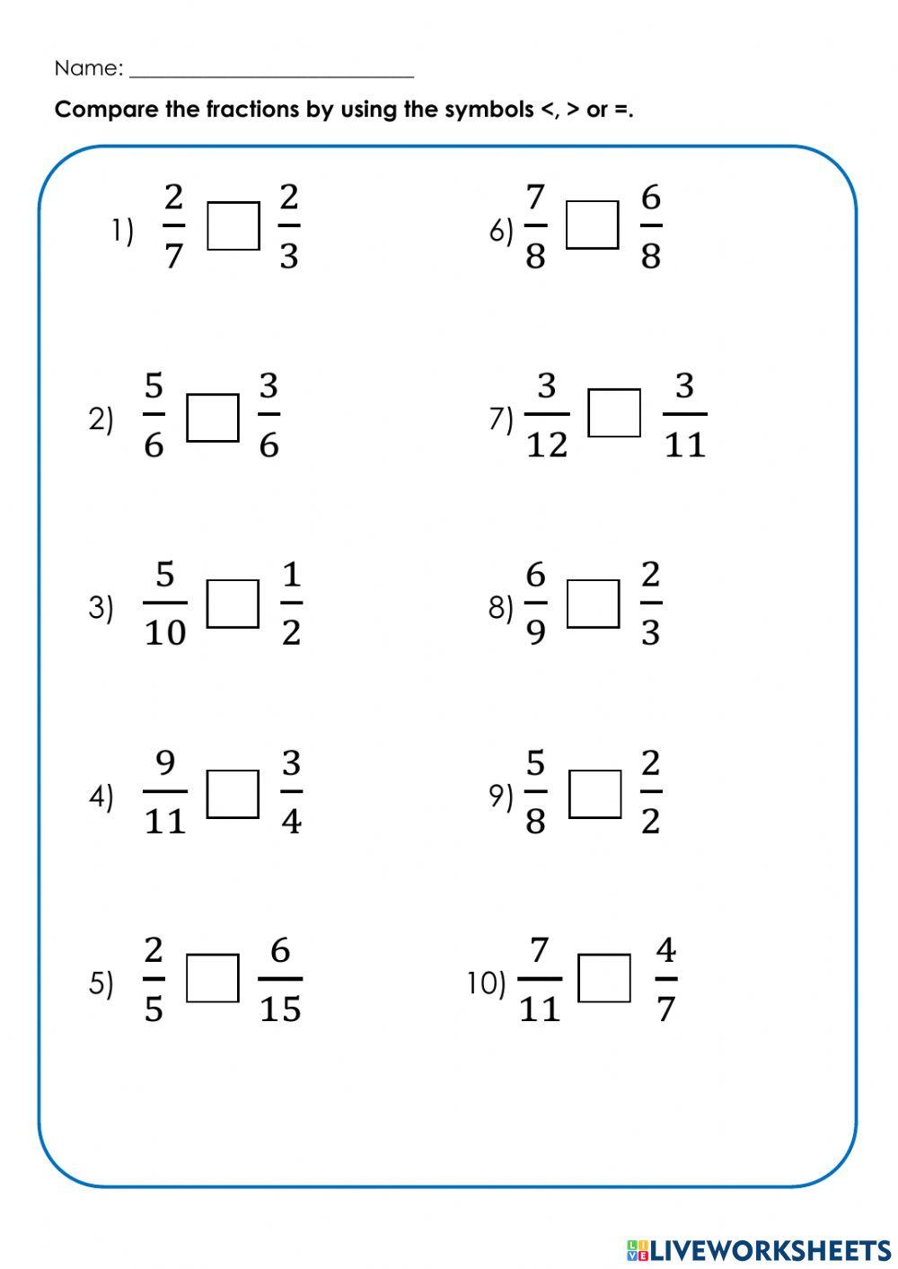 Fractions online exercise for 4 | Live Worksheets