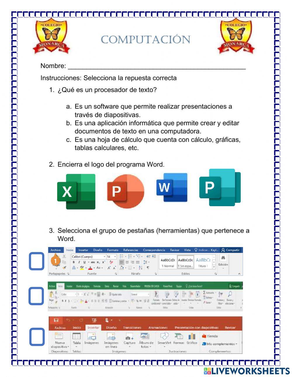 Word online worksheet for primaria | Live Worksheets