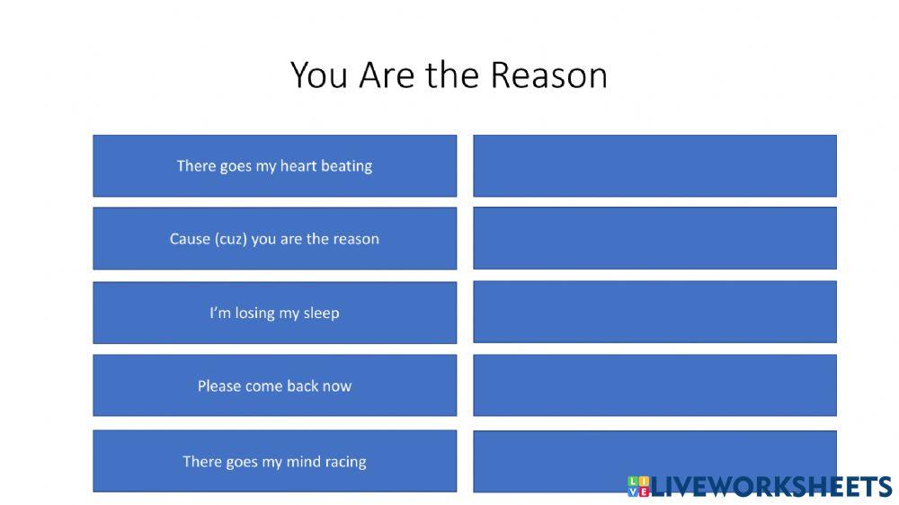 You are the reason activity | Live Worksheets