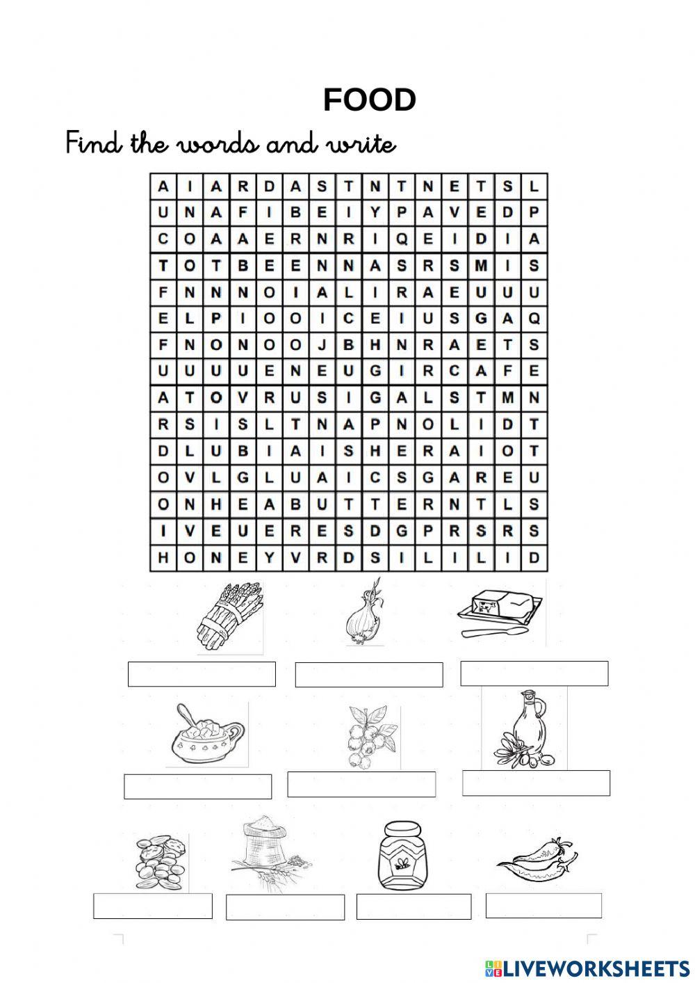 Food online exercise for Grade 5 | Live Worksheets