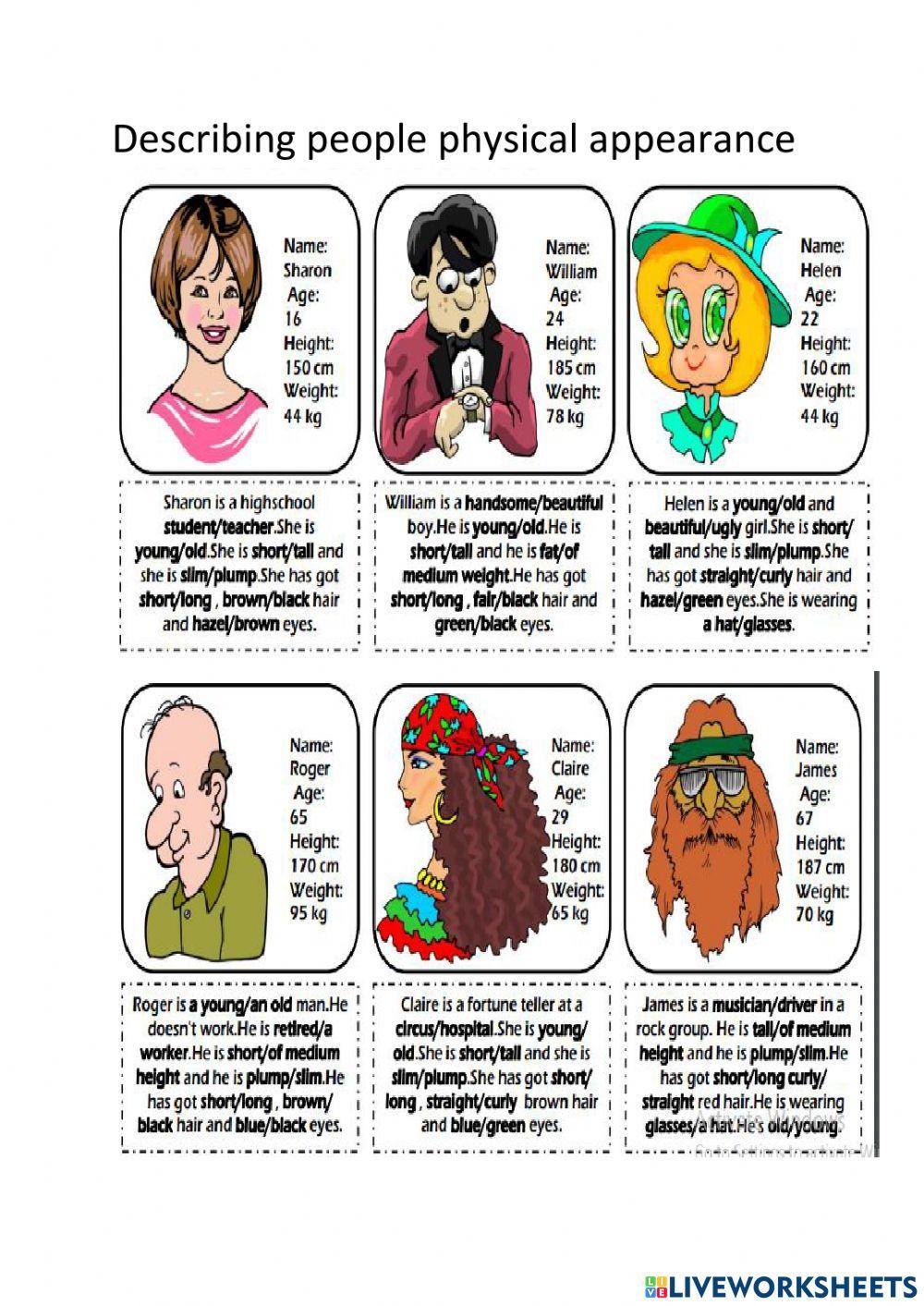 Describing People Physical Appearance Worksheet Live, 47% OFF Describing People Physical Appearance Worksheet Live, 47% OFF