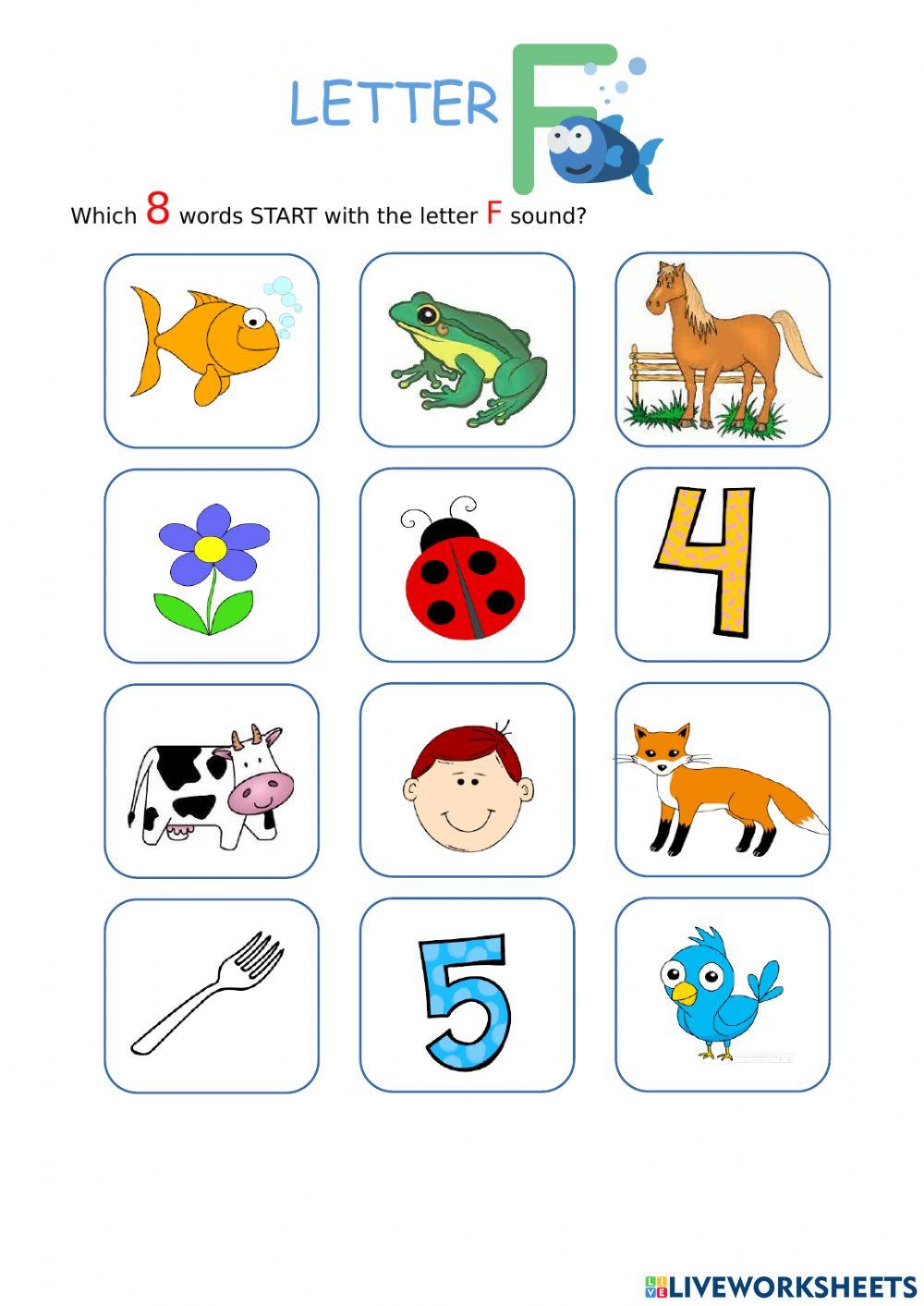 Letter F English as a Second Language (ESL) exercise | Live Worksheets