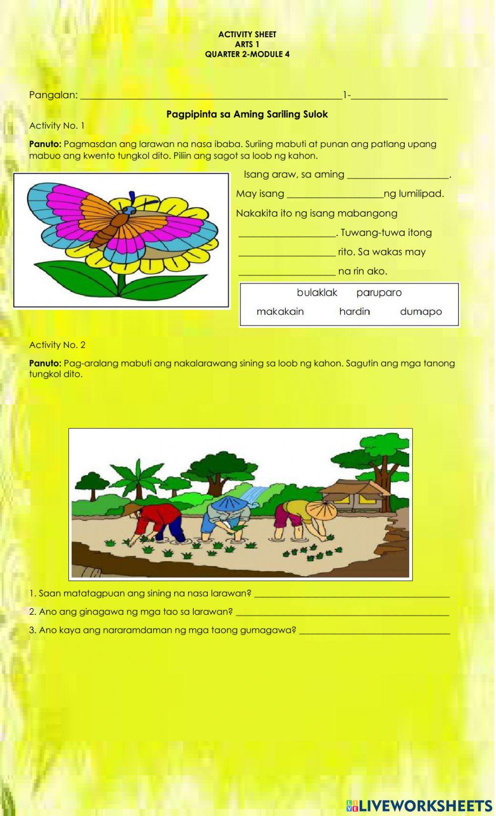Pagpipinta sa A… | Free Interactive Worksheets | 1843154
