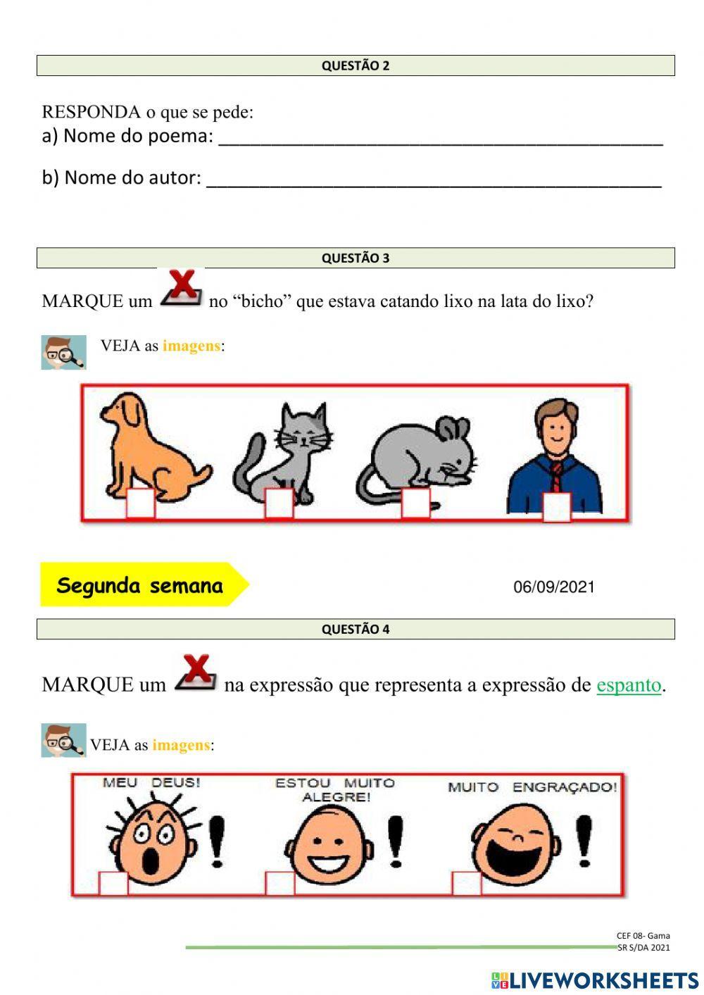O Bicho worksheet | Live Worksheets