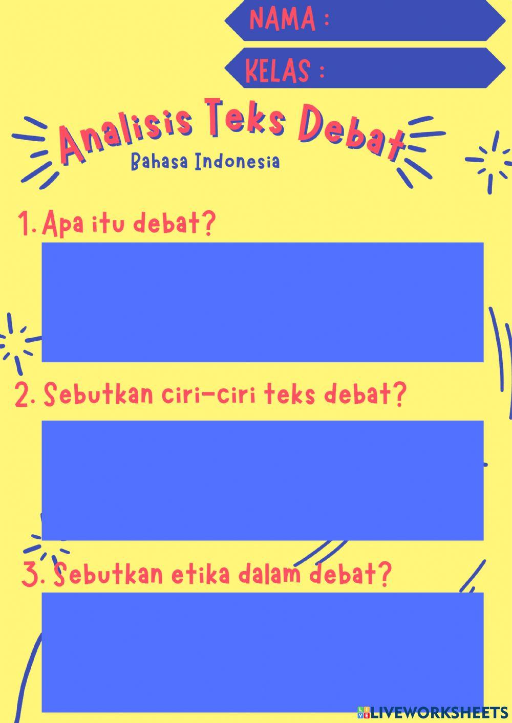 Teks debat | Free Interactive Worksheets | 1843619