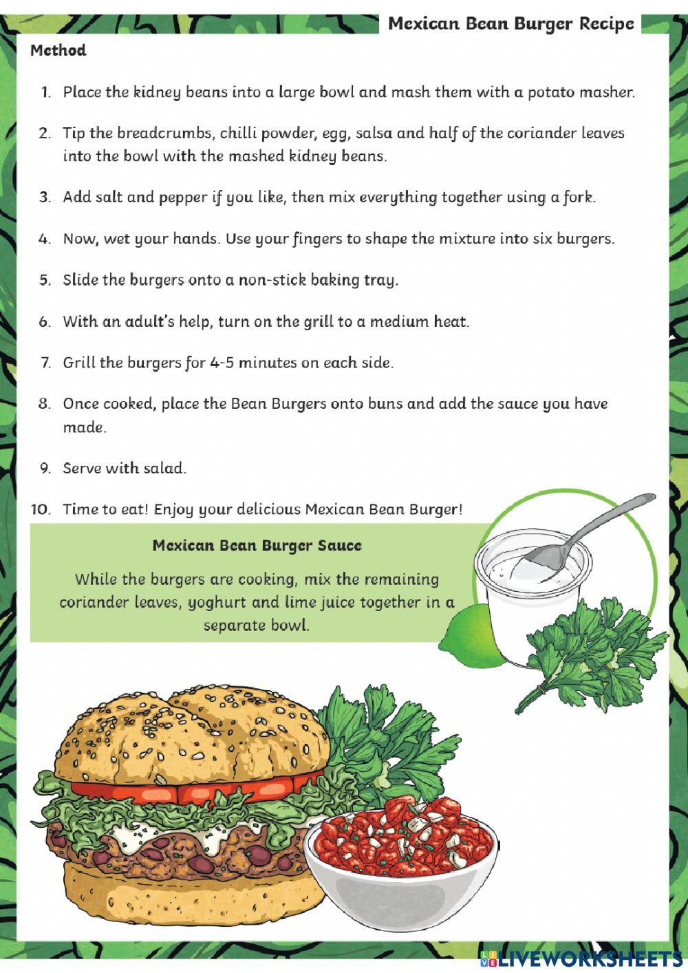 mex burger reading-U3-6th online exercise for | Live Worksheets