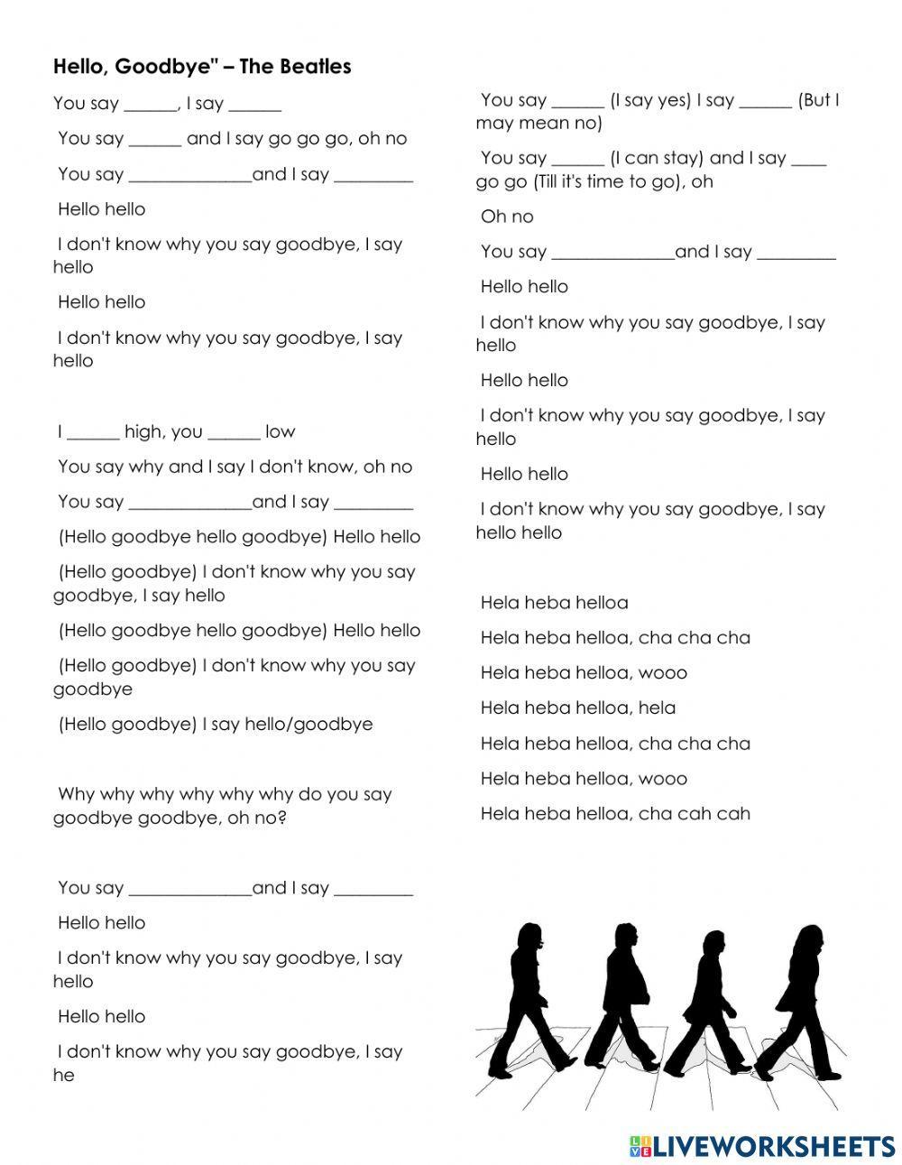 Hello,good bye!… | Free Interactive Worksheets | 1844093