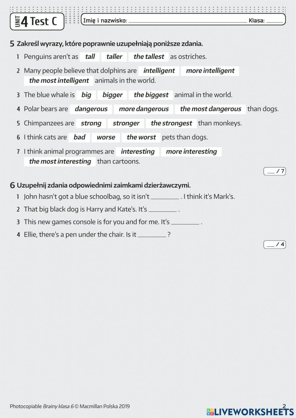 Brainy 6 unit 4 DIS worksheet | Live Worksheets