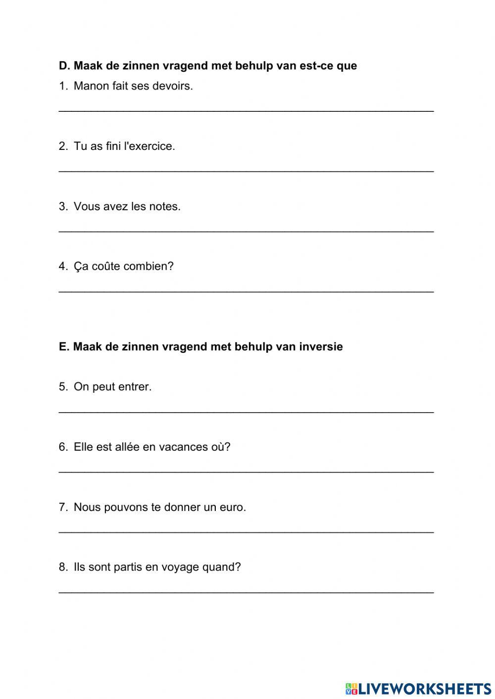 Vragend voornaa… | Free Interactive Worksheets | 1844259