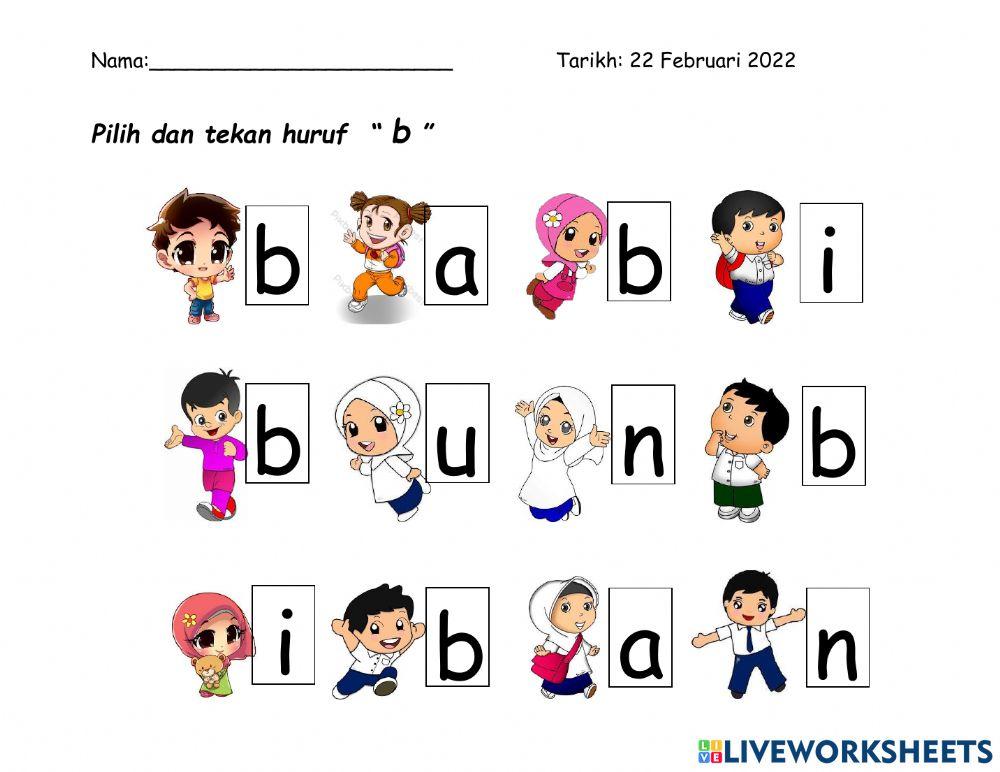 Huruf b worksheet | Live Worksheets