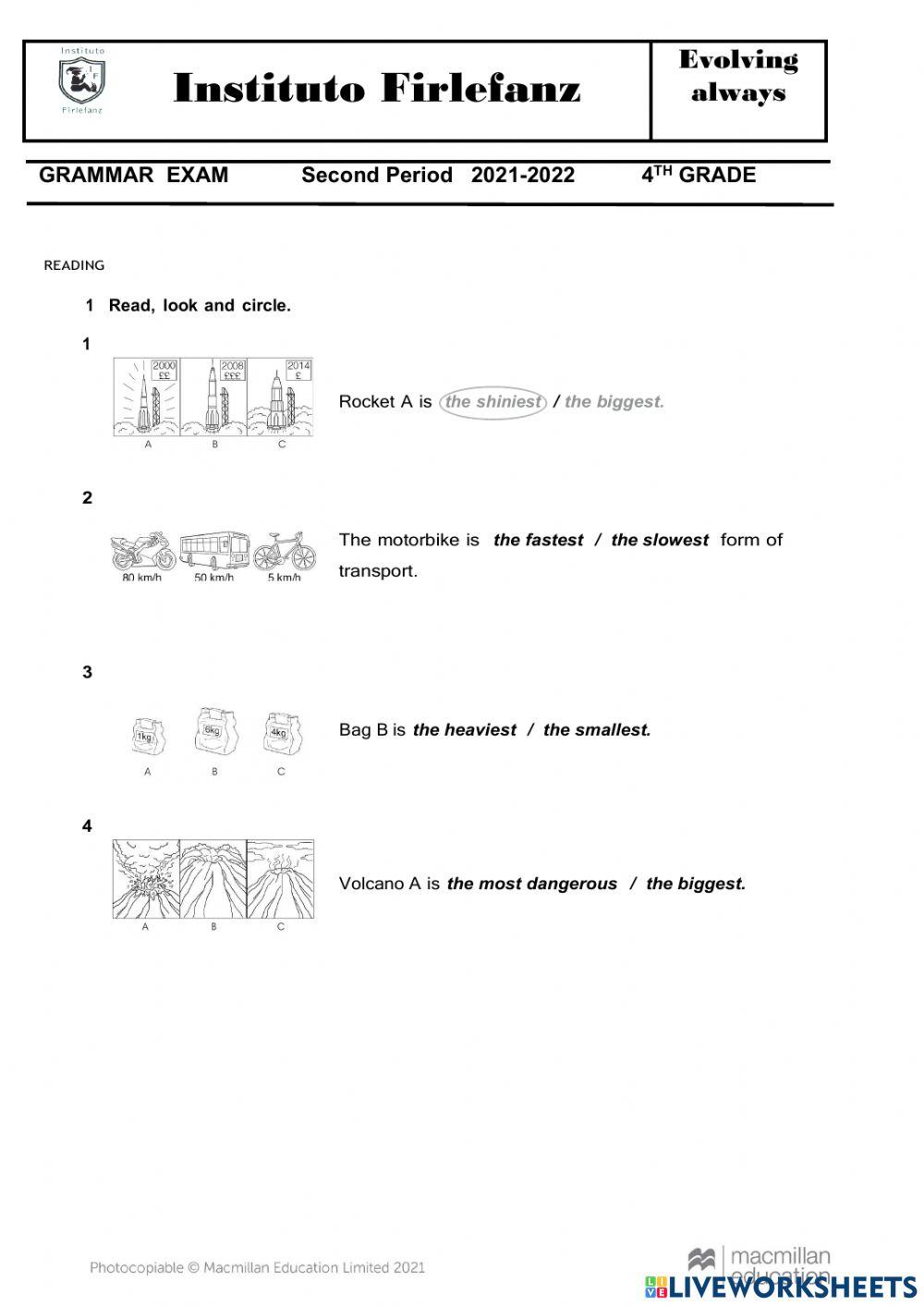 Grammar Exam 4th grade second period online exercise for | Live Worksheets