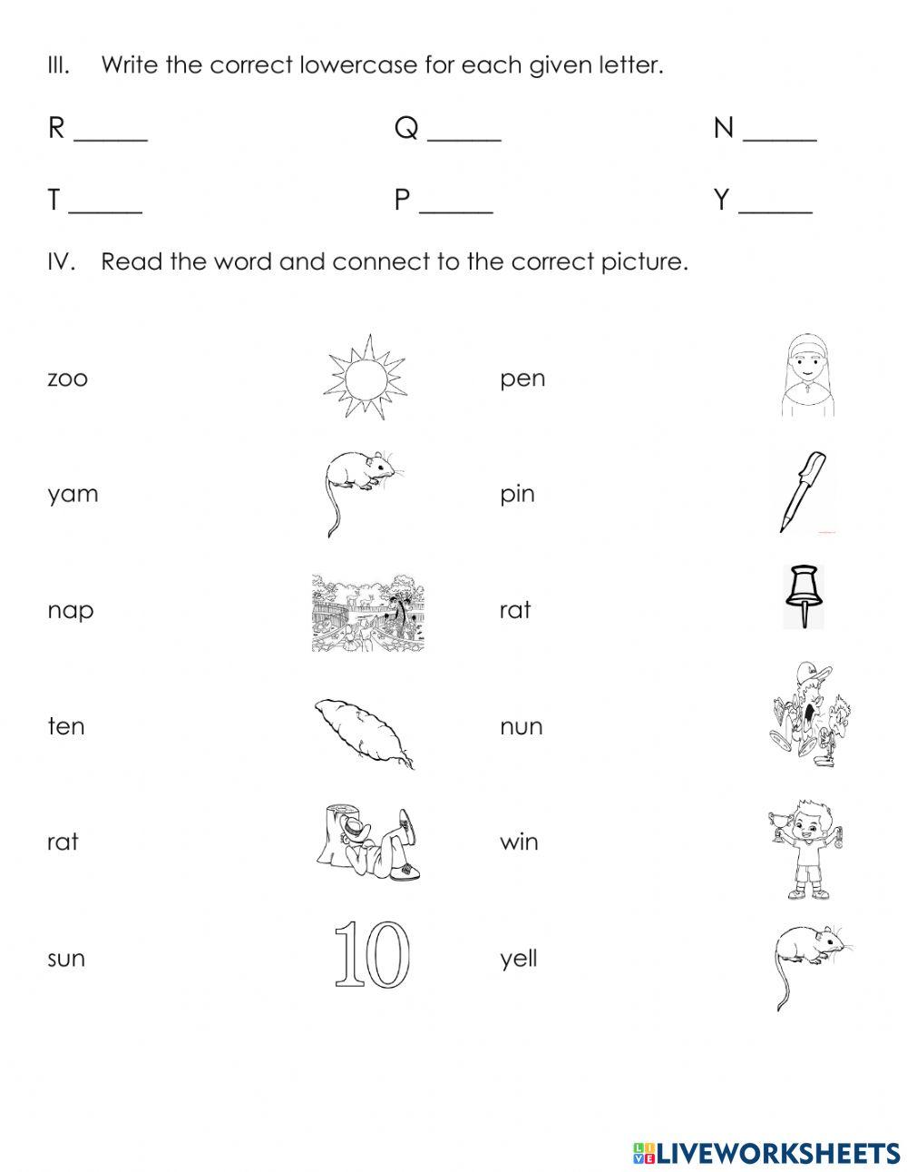 Kinder 2 - 3rd Quarter Reading online exercise for | Live Worksheets