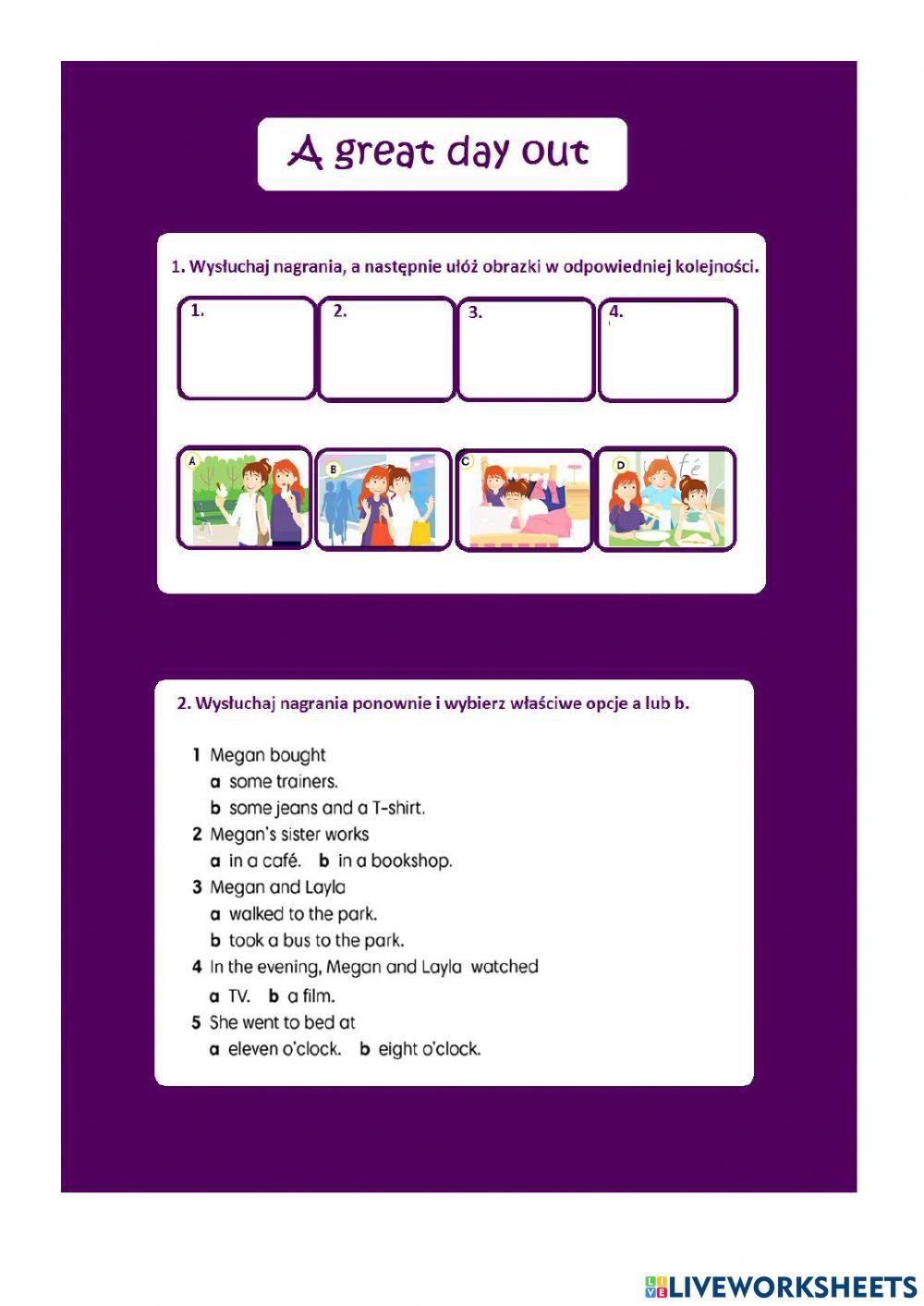A day out interactive exercise | Live Worksheets