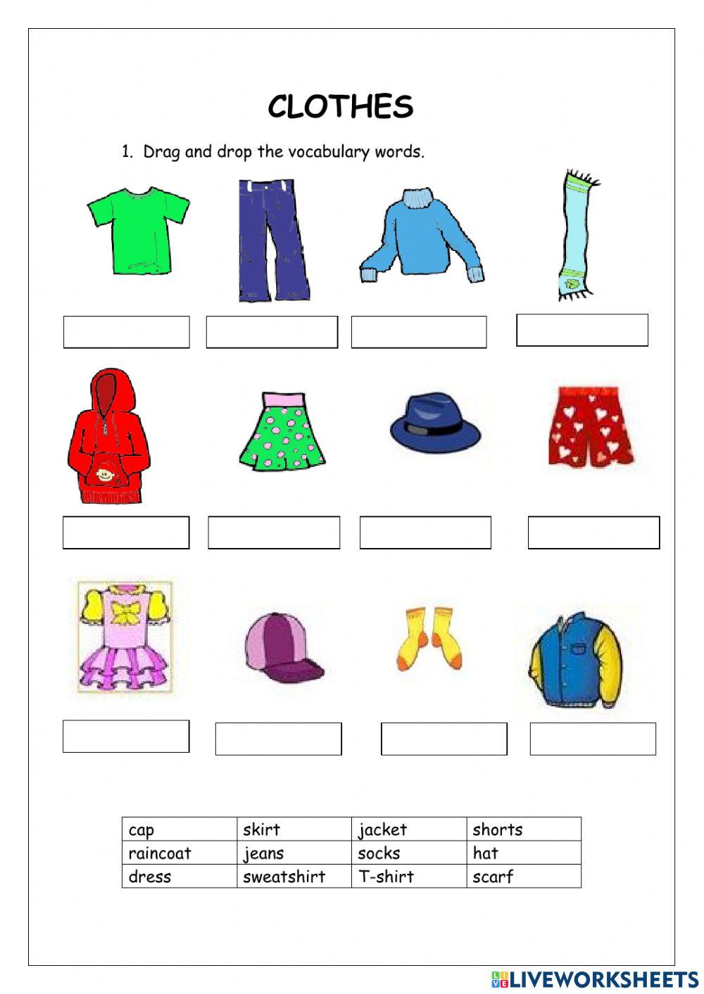 Clothes | Free Interactive Worksheets | 1887306