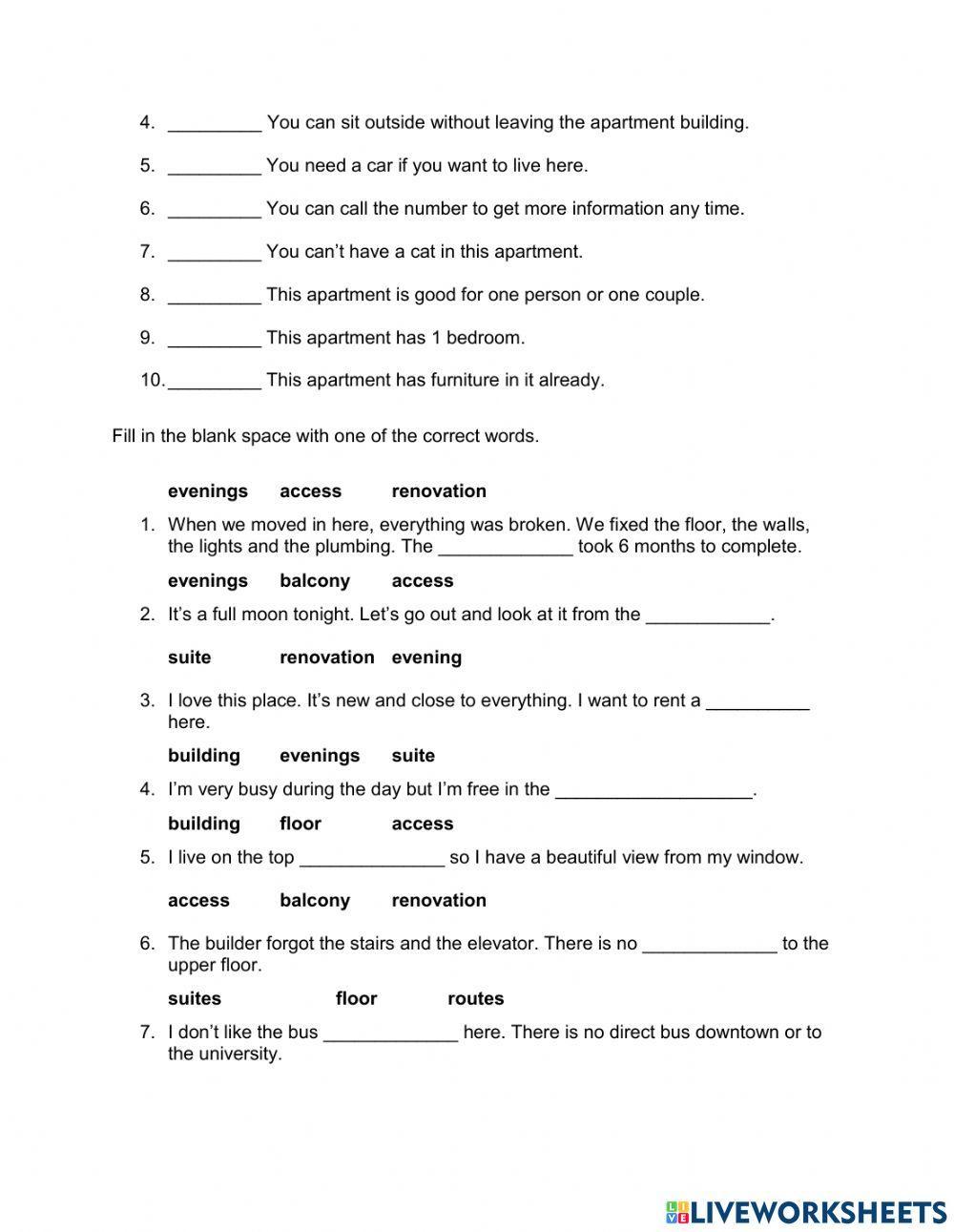 CLB 3 Rental Ads Reading Practice worksheet | Live Worksheets