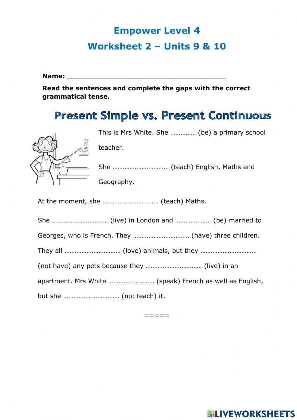 Empower level 4 - Worksheet 2 Units 9 - 10 6837568