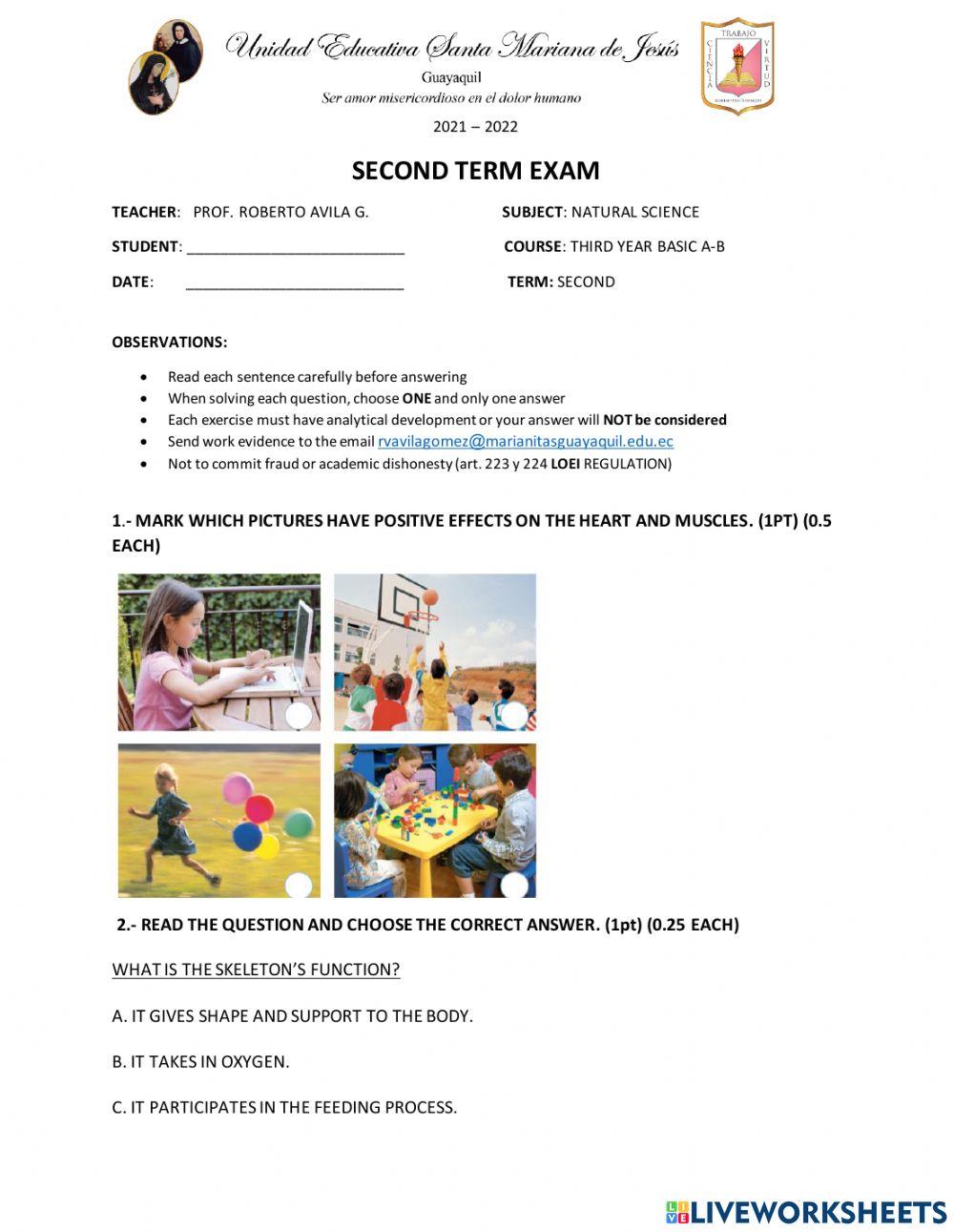 Second term exam exercise | Live Worksheets