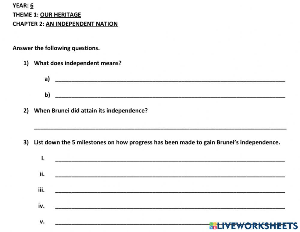Independent Nation worksheet | Live Worksheets