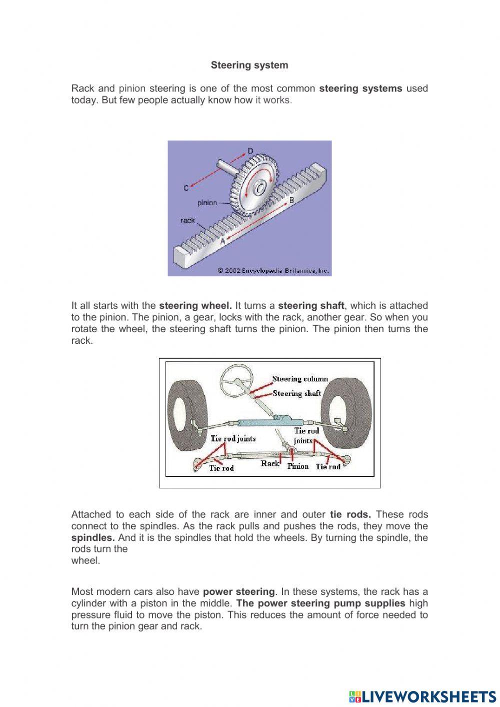 steering system 2 online exercise for | Live Worksheets