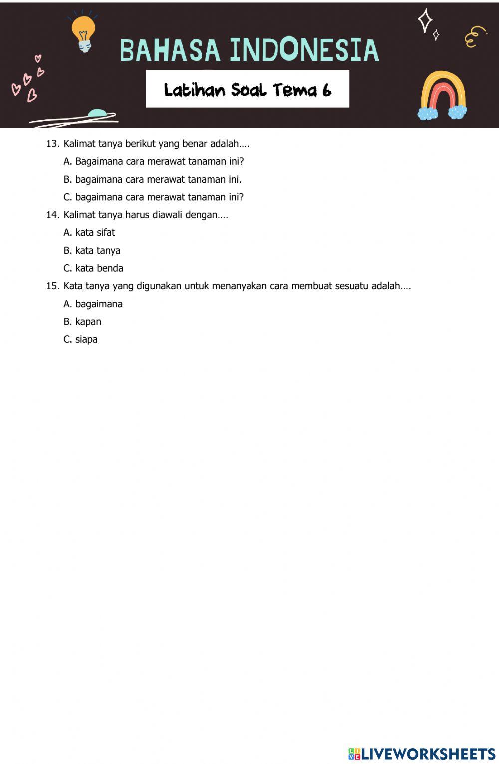Bahasa Indonesia online exercise for 2 | Live Worksheets