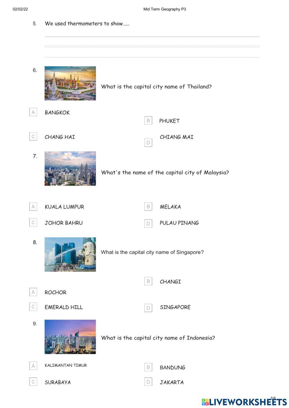 Geography P3 worksheet | Live Worksheets