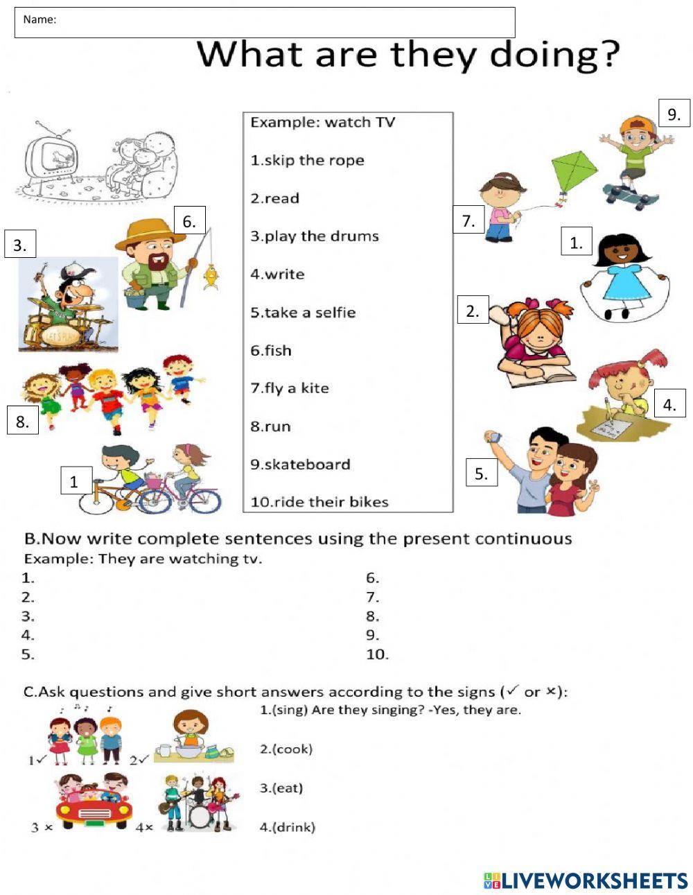 M1-8 Present continous verbs online exercise for | Live Worksheets