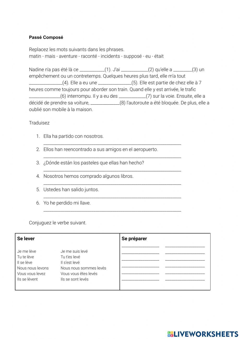 Passé composé interactive activity for Débutant | Live Worksheets