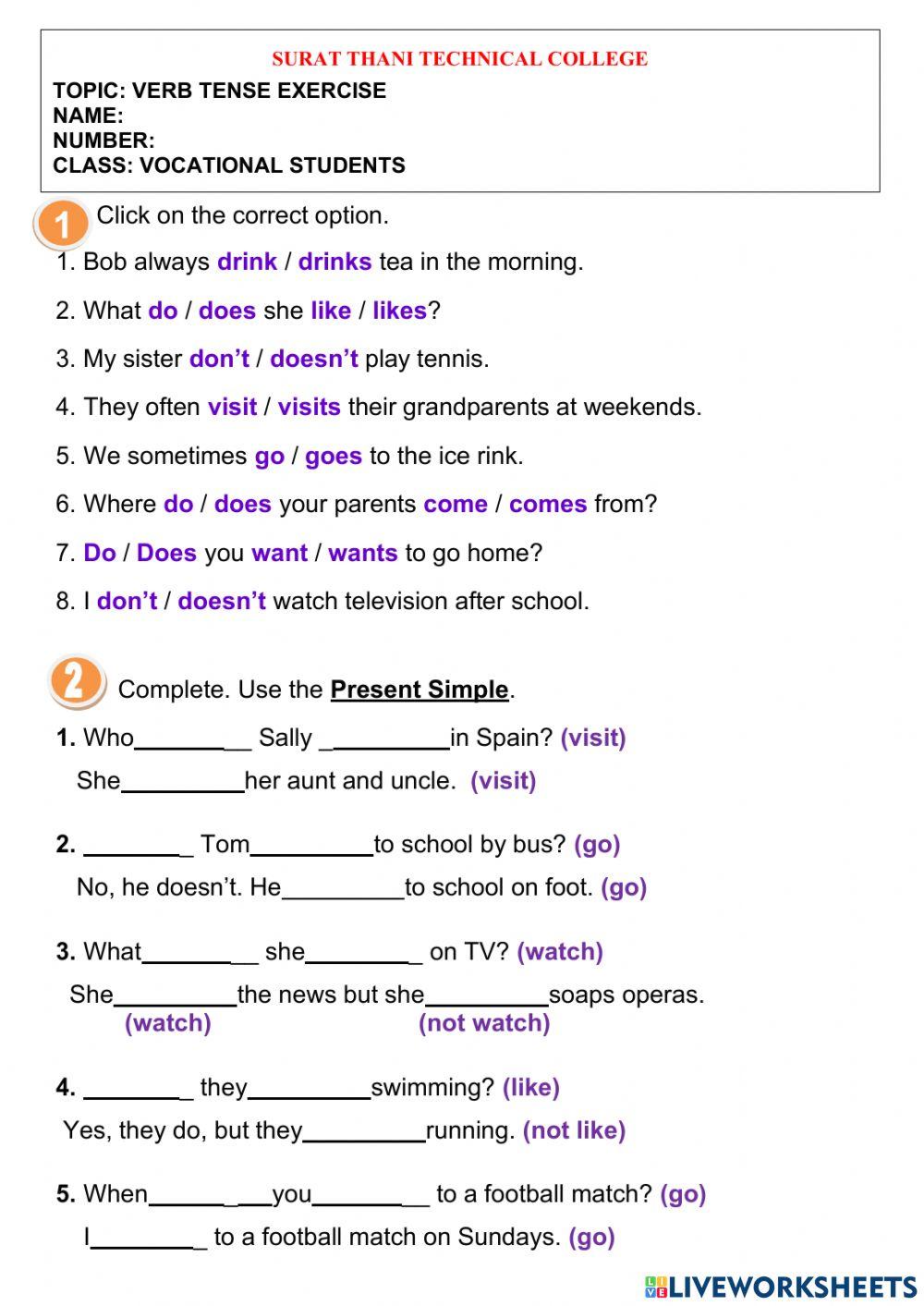 Tenses Online Exercise For Live Worksheets tenses-online-exercise-for-live-worksheets