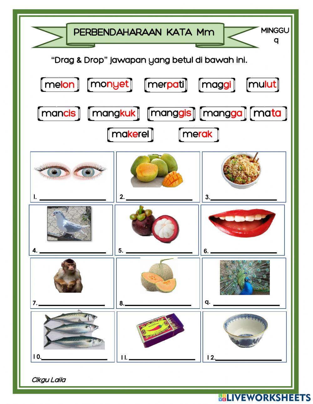 PERBENDAHARAAN KATA Nn MINGGU 9 online exercise for | Live Worksheets