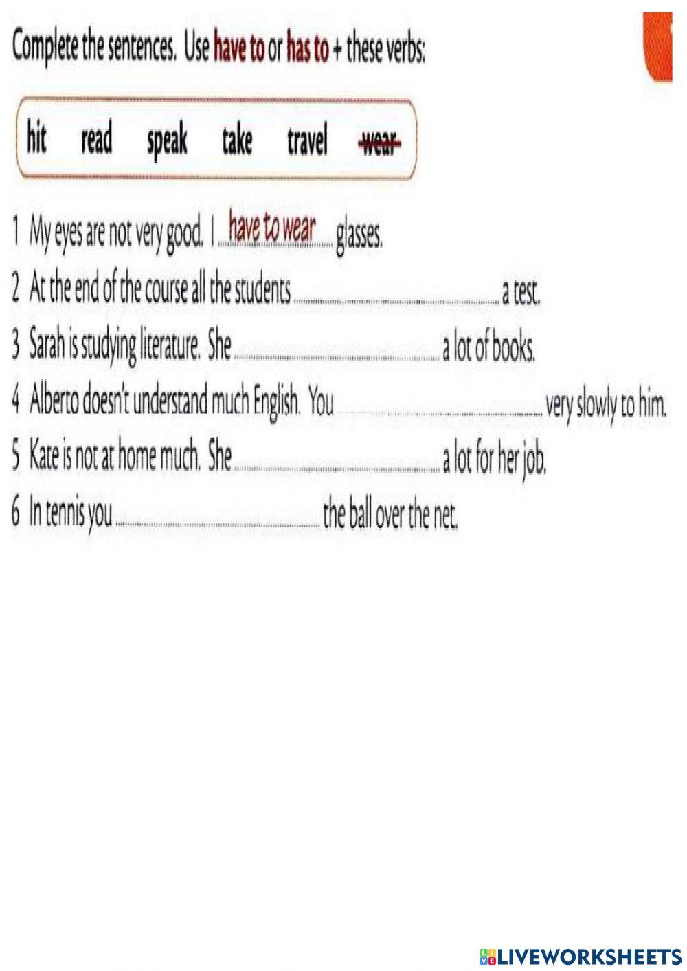 Have to online worksheet for 5 | Live Worksheets